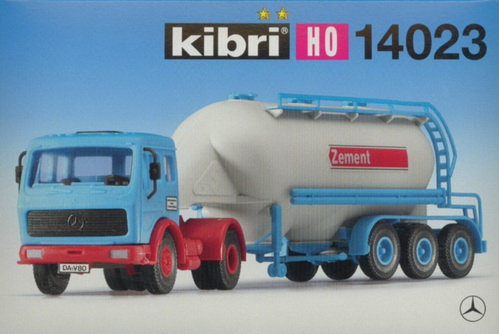 NEW! Kibri 14023 Mercedes-Benz 2-Axle with 3-Axle Semi-Trailer Carrying A Cement Tank