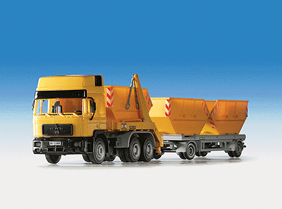 NEW! Kibri 14403 MAN 3-Axle with Self-Unloading Waste Container and 2-Axle Trailer with Containers