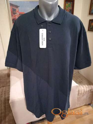 Kvalitetna muska pamucna majica sa kragnom Fashion u velikom broju 4XL Tamno-siva Novo