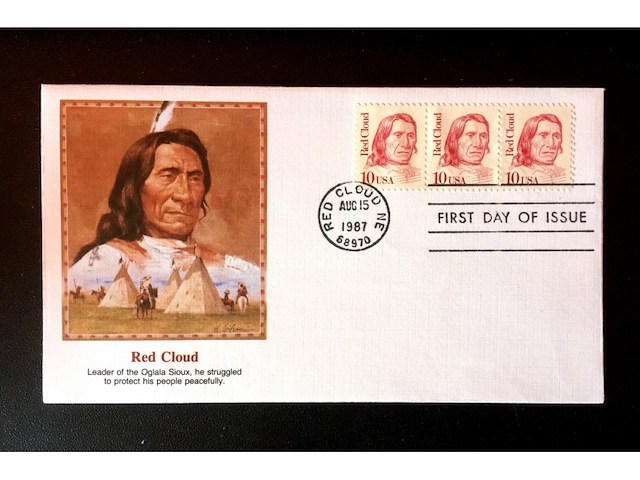 CRVENI OBLAK Koverta - Prvi dan - Red Cloud FDC - USA