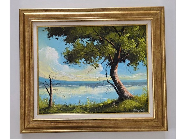 Ulje na platnu - Mir uz jezero, prelepa slika!