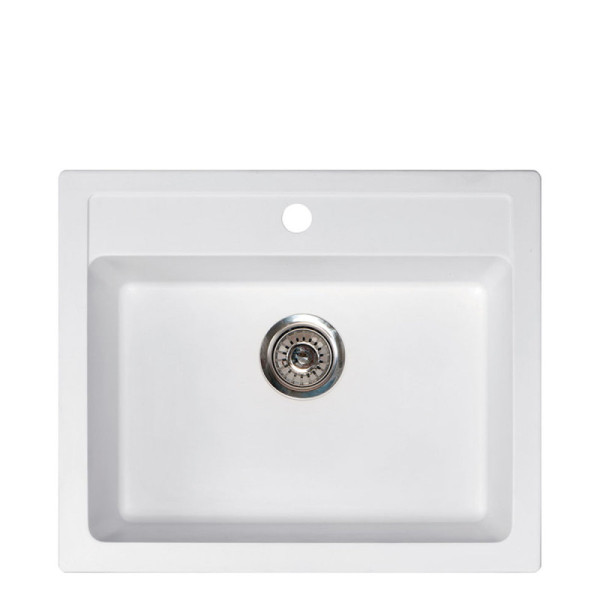 METALAC granitna usadna sudopera XQuadro 60 Bela 600×500 Ø90