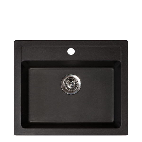 METALAC granitna usadna sudopera XQuadro 60 Crna 600×500 Ø90
