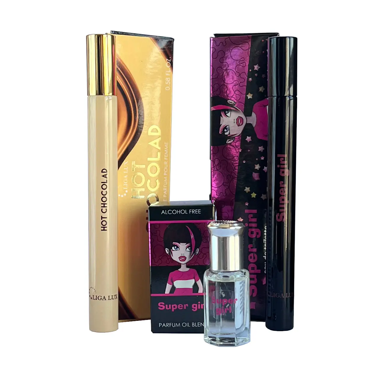 Neo Parfum Ženski set parfema Hot Chocolad, EDT, 17 ml + Super Girl, EDP, 17 ml + Parfemsko ulje Super Girl, 6 ml