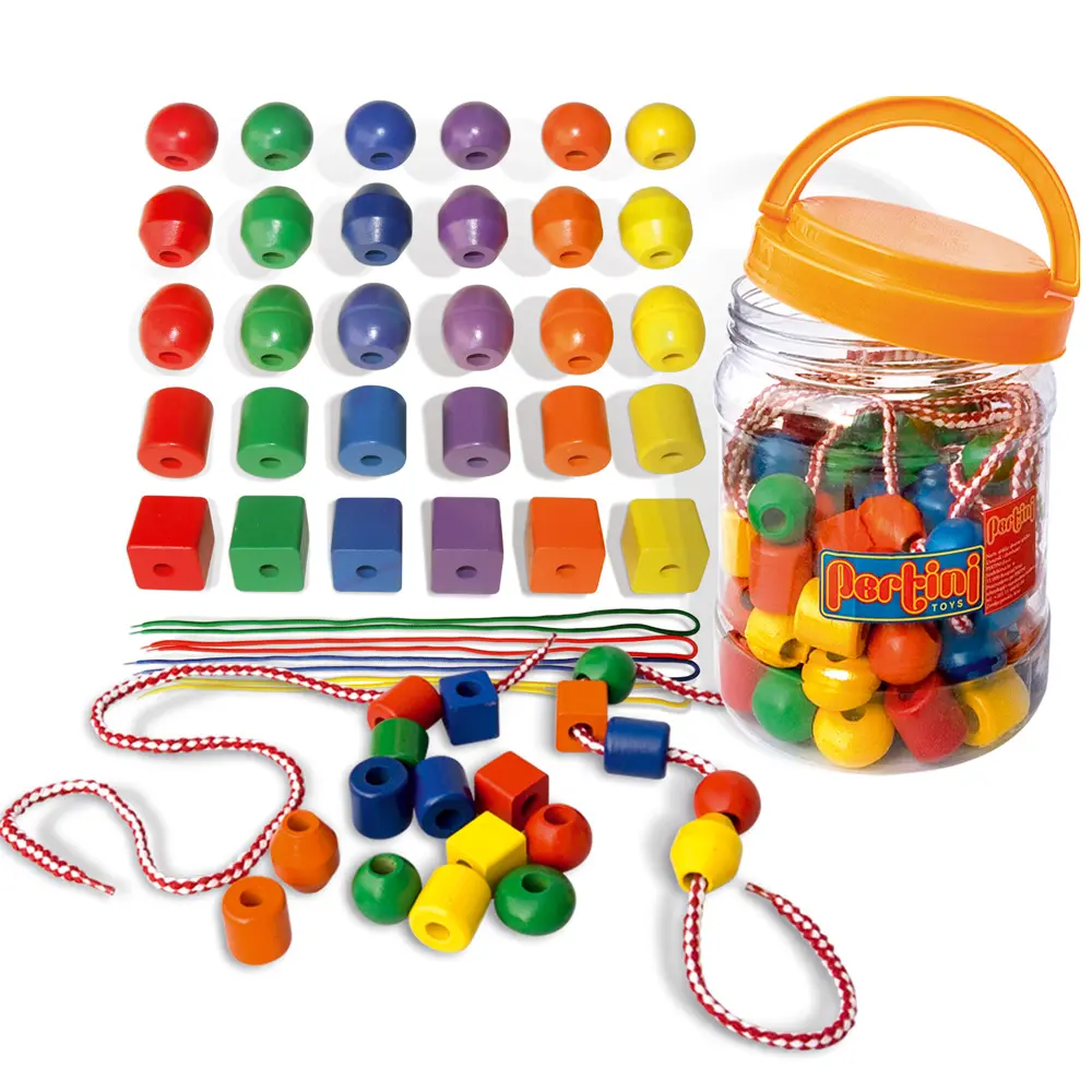 VIGA Set 90 perlica nizalica u tegli + 5 pertli