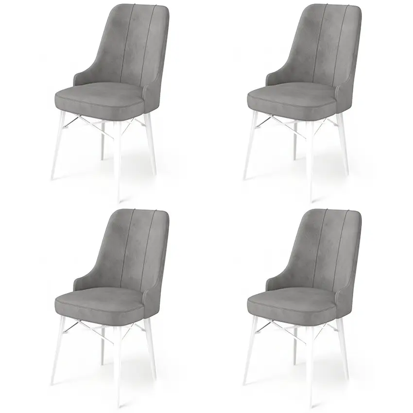 Hanah Home Set 4 trpezarijske stolice Pare Sivo-Beli