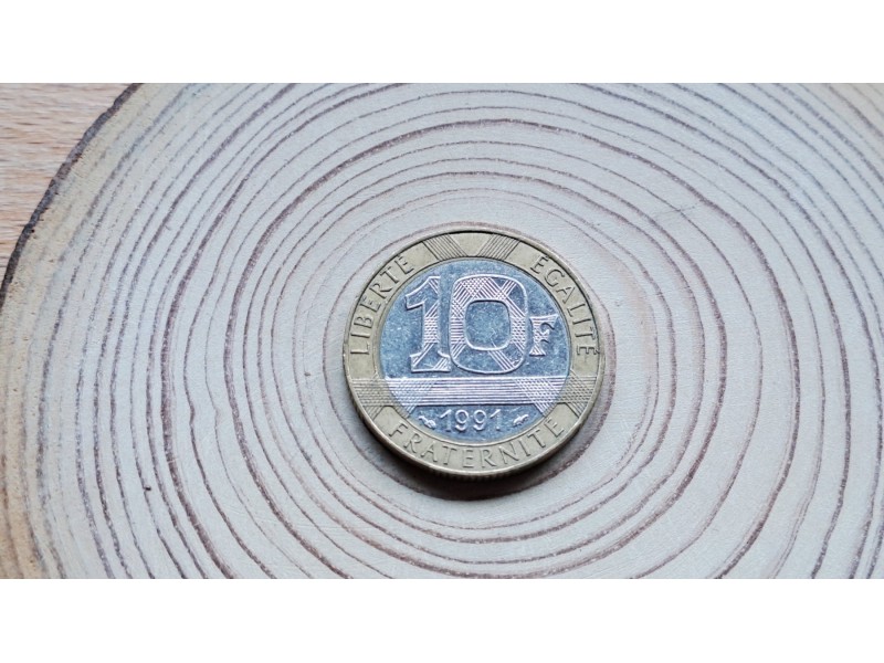 FRANCUSKA 10 FRANCS 1991 GODINA BIMETAL