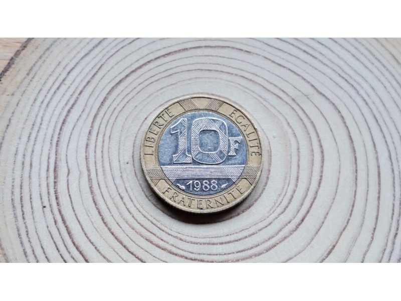FRANCUSKA 10 FRANCS 1988 GODINA BIMETAL