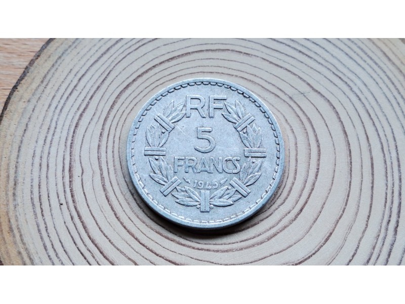 FRANCUSKA 5 FRANCS 1945 GODINA