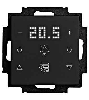 Pushbutton 6-gang,2x temp.w.display,2x light,2x shutter,I/O
Sensor for temperature measurement;2 separate temperature controls via KNX;Temperature control with up to 4 sensor values possible;Temp...