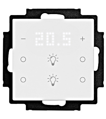 Pushbutton 6-gang,2x temp.w.display,4x light,IN/Outputs
Sensor for temperature measurement;2 separate temperature controls via KNX;Temperature control with up to 4 sensor values possible;Temperat...