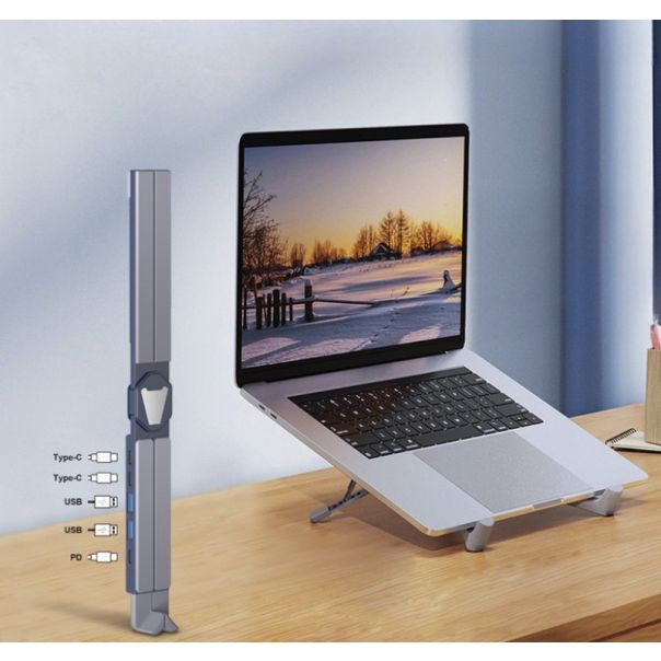 Laptop Postolje XY1 sa Hubom (TypeCx2, USBx2, PD)