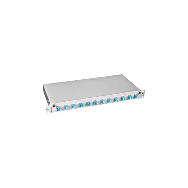 FO Splicebox 19 inča sa 4 LC singlemode duplex adapter Schrack HSELS08SLG RAL7035, PREMIUM