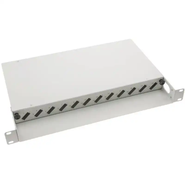 Fiber optički patch panel 19/1U sa 12 duplex slotova za SC duplex/LC quad adaptere