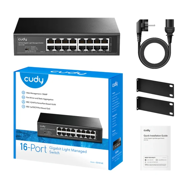 Svič 10/100/1000 16-port Cudy GS1016E Light Managed