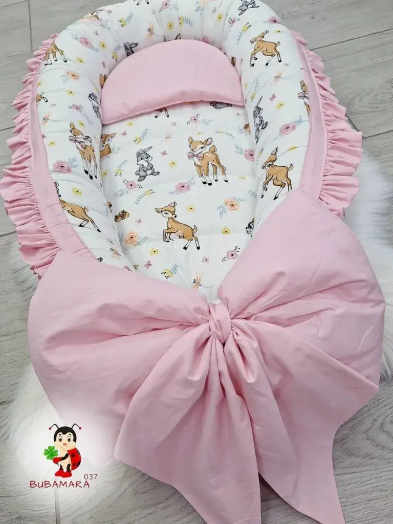 Bubamara037 Gnezdo za bebe sa karnerom Bambi, Svetloroze