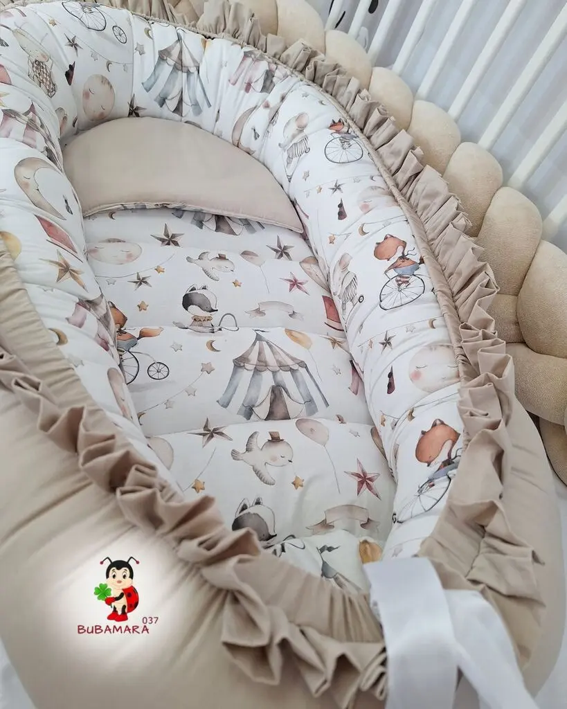 Bubamara037 Gnezdo za bebe sa karnerom Cirkus, Bež
