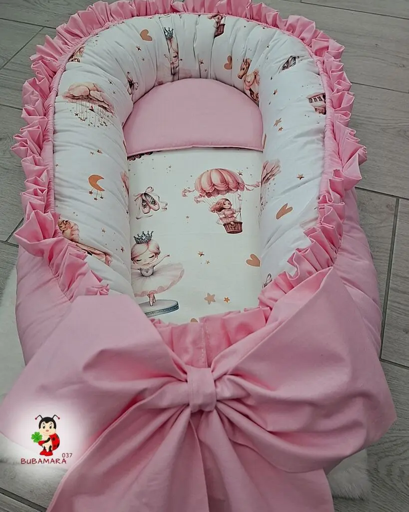 Bubamara037 Gnezdo za bebe sa karnerom Balerine, Roze
