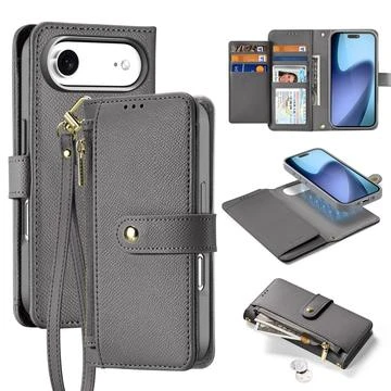 IPHONE AIR DUX DUCIS LAWA WALLET LEATHER CASE W. MAGNETIC COVER - GREY