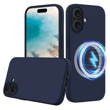 IPHONE 16 PLUS MASKA OD TEČNOG SILIKONA - KOMPATIBILNA SA MAGSAFE - TAMNOPLAVA