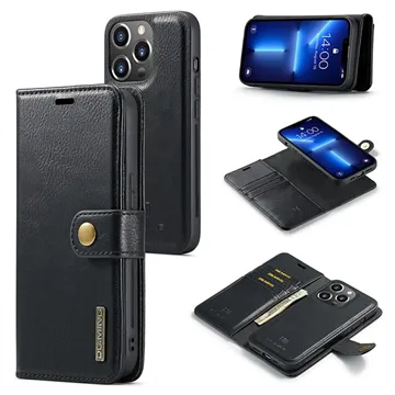 IPHONE 15 PRO MAX DG.MING 2-U-1 ODVOJIVA KOŽNA MASKA-NOVČANIK - CRNA
