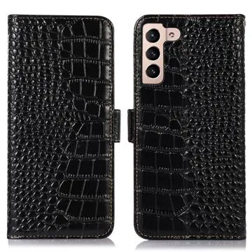 CROCODILE SERIJA SAMSUNG GALAXY S23 5G KOŽNA MASKA-NOVČANIK SA RFID-OM - CRNA