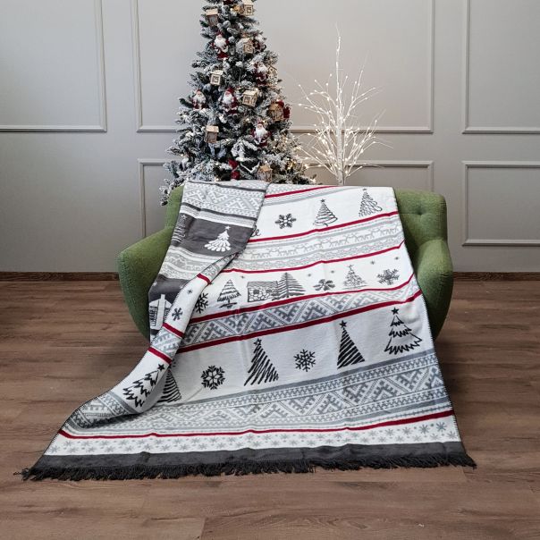 DEKOR DOM Ćebe COTTON Christmas 200x230 - Winter White 18100a