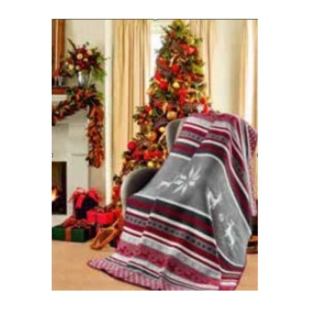 DEKOR DOM Ćebe ECO BLANKET CHRISTMAS 150x200 - Winter Bordo Grey edk 18403a