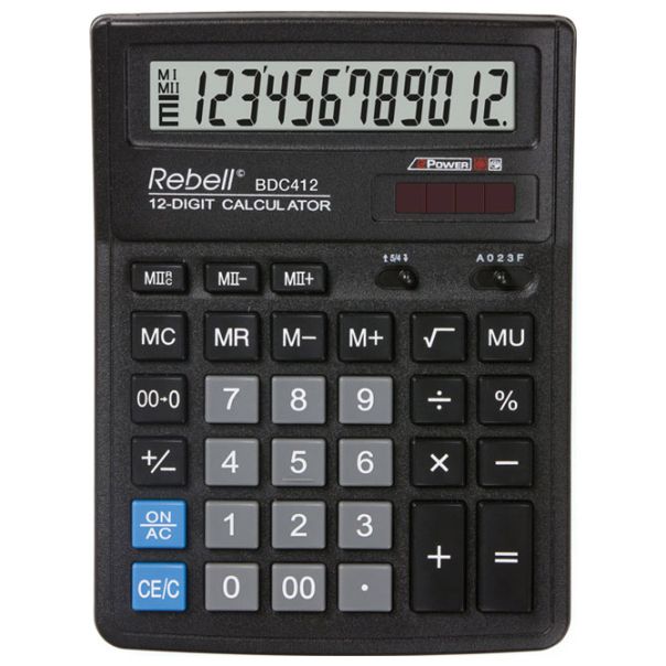 REBELL Kalkulator komercijalni 12mesta RE-BDC412 BX crni