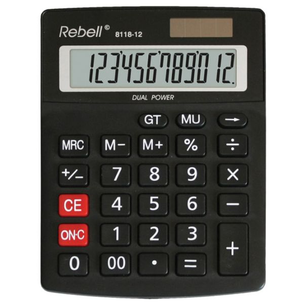 REBELL Kalkulator komercijalni 12mesta RE-8118-12 BX crni