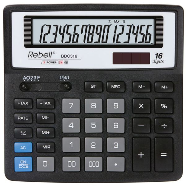 REBELL Kalkulator komercijalni 16mesta RE-BDC316 BX crni
