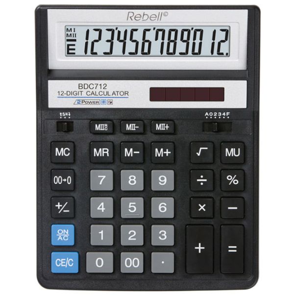 REBELL Kalkulator komercijalni 12mesta RE-BDC712BK BX crni