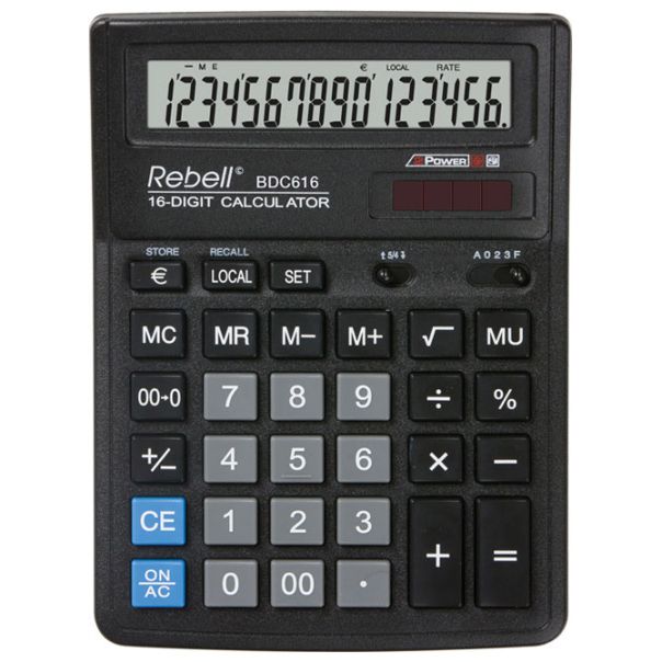 REBELL Kalkulator komercijalni 16mesta RE-BDC616 BX crni