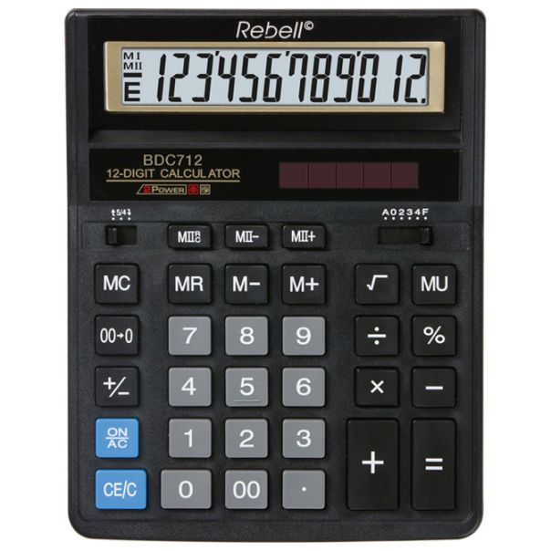 REBELL Kalkulator komercijalni 12mesta RE-BDC712GL BX crni