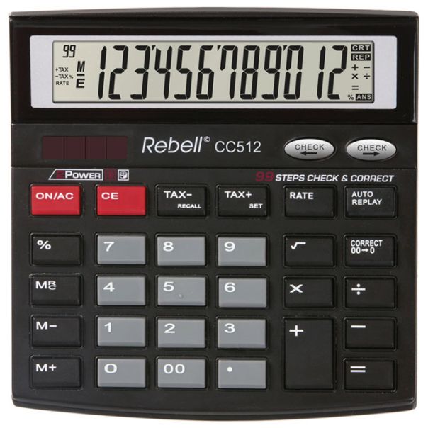 REBELL Kalkulator komercijalni 12mesta RE-CC512 BX crni