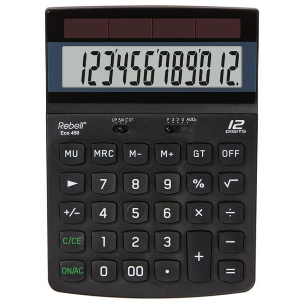 REBELL Kalkulator komercijalni 12mesta RE-ECO450 BX crni