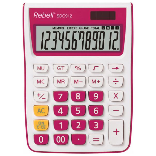 REBELL Kalkulator komercijalni 12mesta RE-SDC912PK BX belo roze
