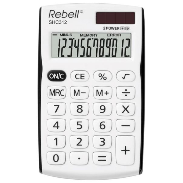 REBELL Kalkulator džepni 12mesta RE-SHC312BK BX belo crni