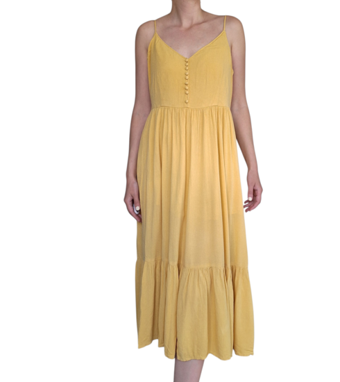 Boho sunčano žuta haljina / 100% viskoza / 40-42