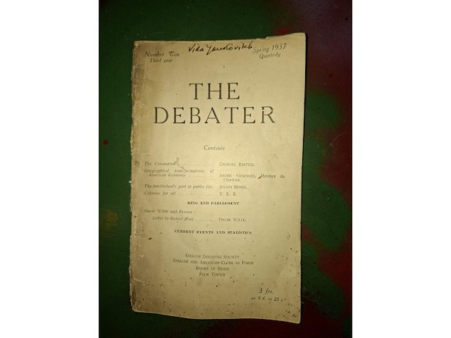 The Debater, politički magazin, proleće 1937.