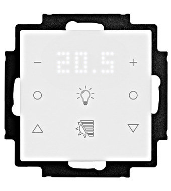 Pushbutton 6-gang,2x temp.w.display,2x light,2x shutter,I/O
Sensor for temperature measurement;2 separate temperature controls via KNX;Temperature control with up to 4 sensor values possible;Temp...