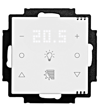 Pushbutton 6-gang,2xtemp.disp.,2xlight,2xshutter,climate/CO2
Sensors for CO2, temperature, humidity and atmospheric pressure measurement;Detection of air quality;CO2-sensor (Measuring range 390.....