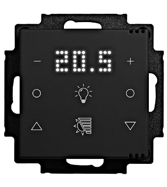 Pushbutton 6-gang,2xtemp.disp.,2xlight,2xshutter,climate/CO2
Sensors for CO2, temperature, humidity and atmospheric pressure measurement;Detection of air quality;CO2-sensor (Measuring range 390.....