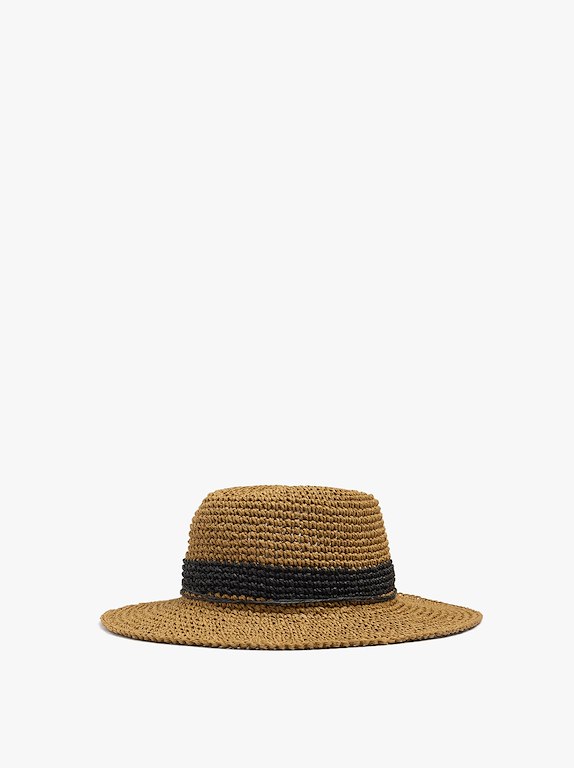 PAPER STRAW EFFECT HAT WITH CONTRAST DETAIL
