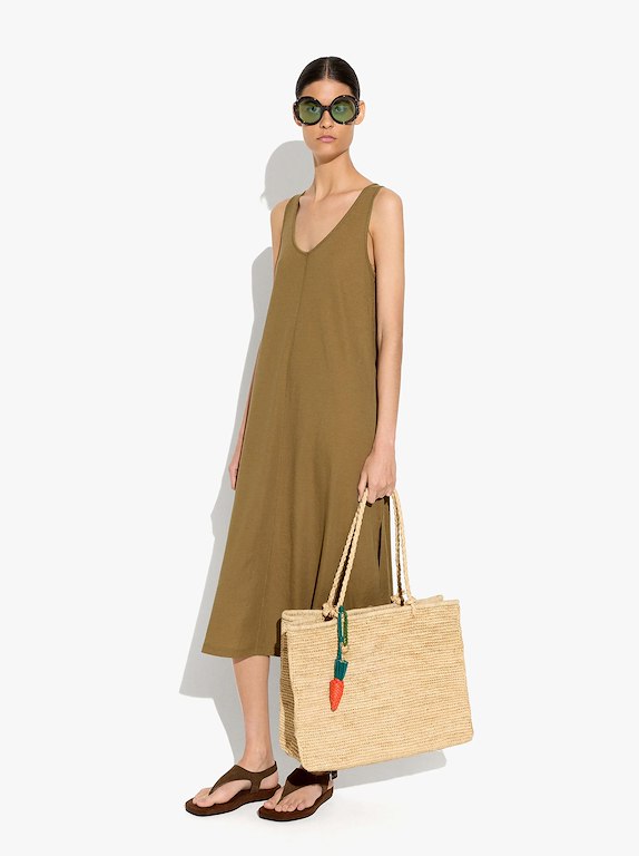 MIDI PLAIN DRESS AND FLOWY