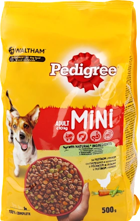 Pedigree
MINI kompletna suva hrana sa piletinom i povrćem - za pse malih pasmina (<10 kg), 500 g
Kompletna hrana za životinje