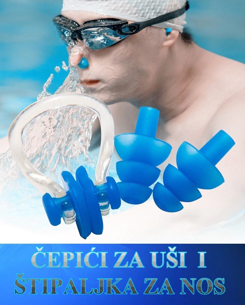 Set za plivanje – cepici za usi i stipaljka za nos