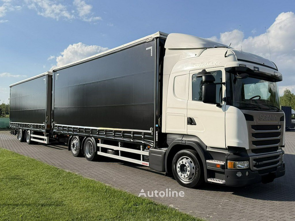 Scania R410 kamion sa klizna zavesa cerada + prikolica sa kliznom ceradom