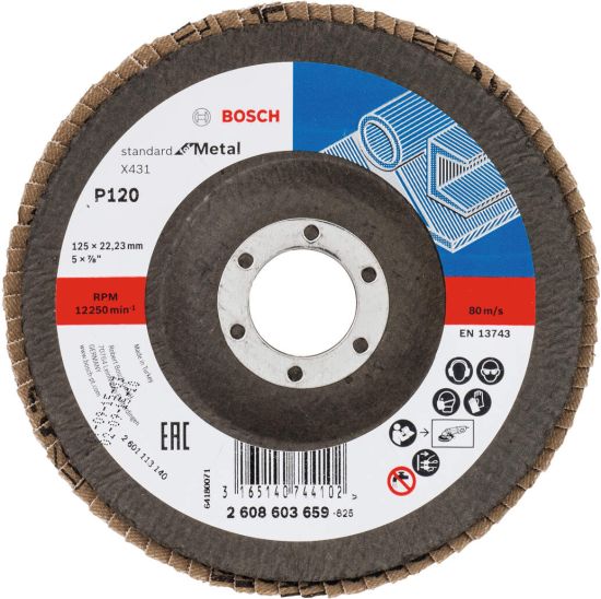 Bosch lamelni brusni disk X431, Standard for Metal 125 mm, 22,23 mm, granulacija 120 - 2608603659