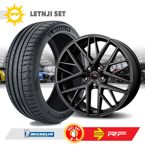 275/35 R22 + 315/30 R22 SET MICHELIN + MOMO RFX01 SB BLK 5/112 + TPMS